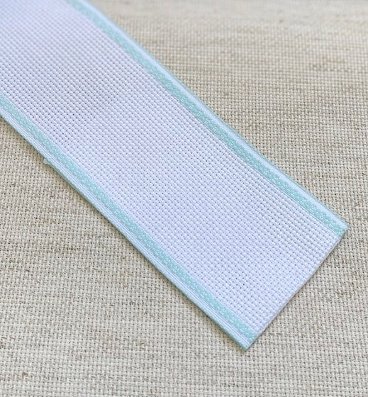 6.5cm wide - Aida Bookmark Band - White with Green – Angel Crafts NZ