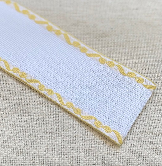 6.5cm wide - Aida Bookmark Band - White with Yellow – Angel Crafts NZ